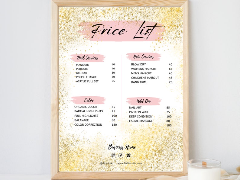 Price List Template Editable Price List Printable Price - Etsy