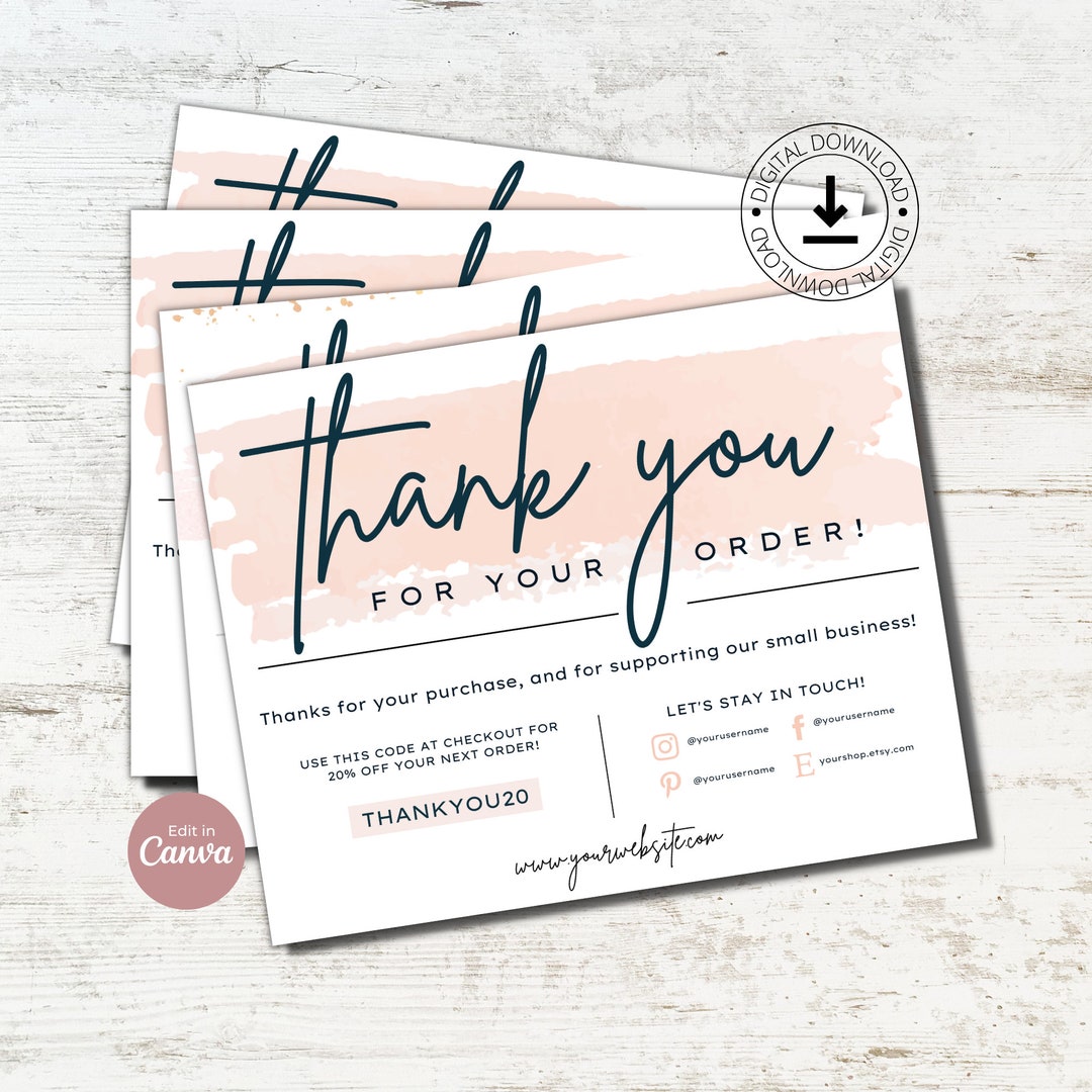 Tarjetas de agradecimiento imprimibles Etsy Small Business - Etsy España