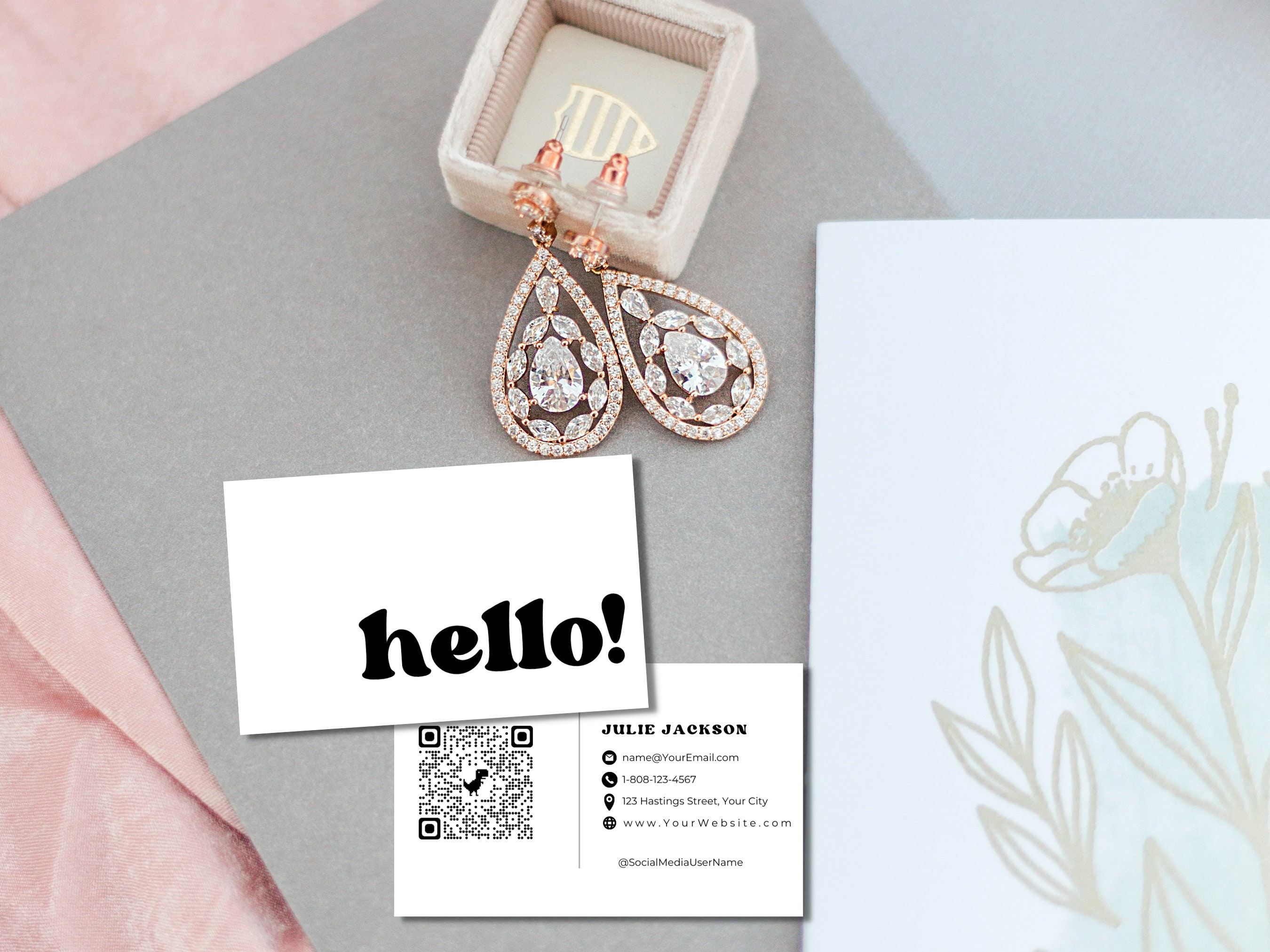 Retro Business Card Template QR Code Business Card Printable - Etsy