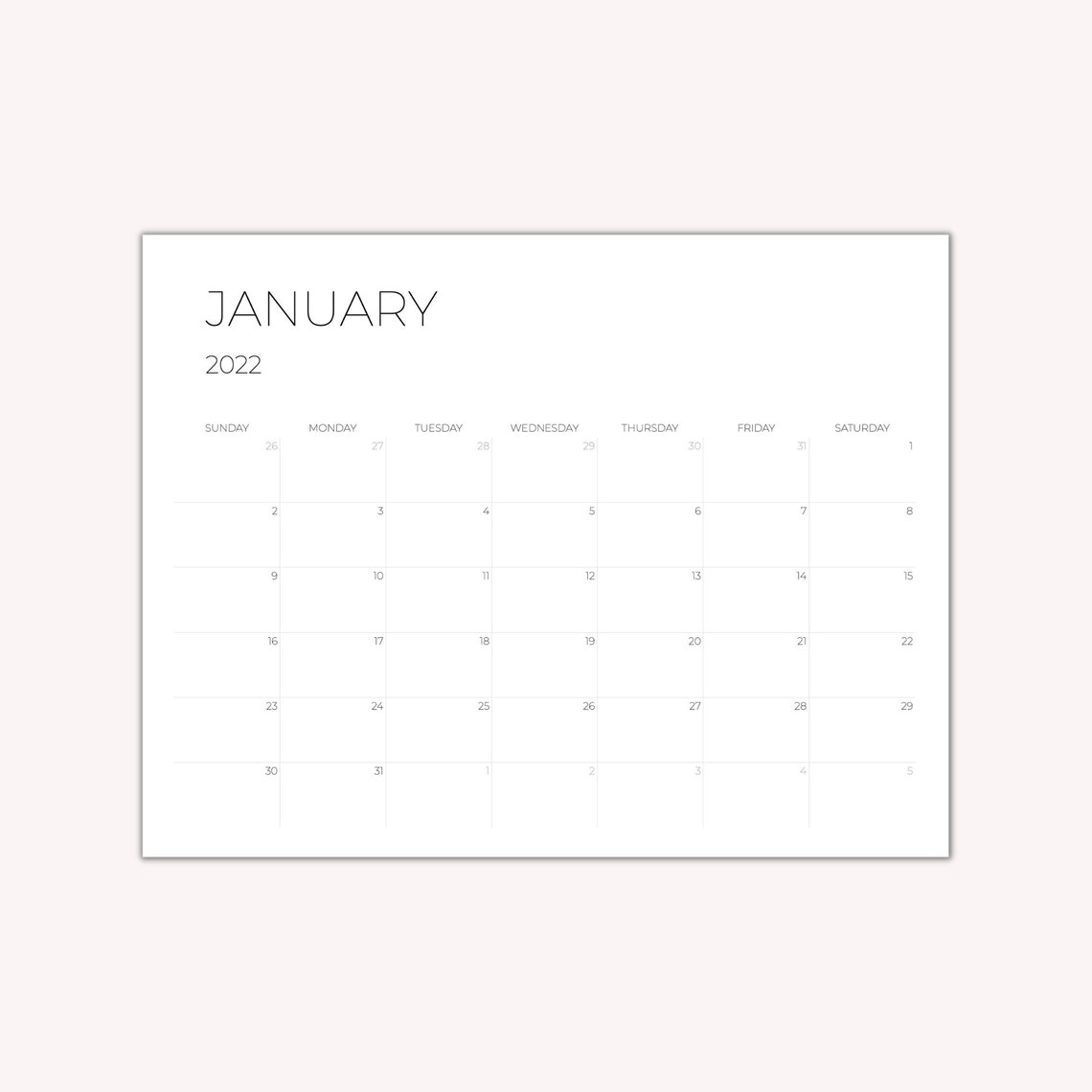 2022 Printable Calendar A4 and Letter Size Printable - Etsy