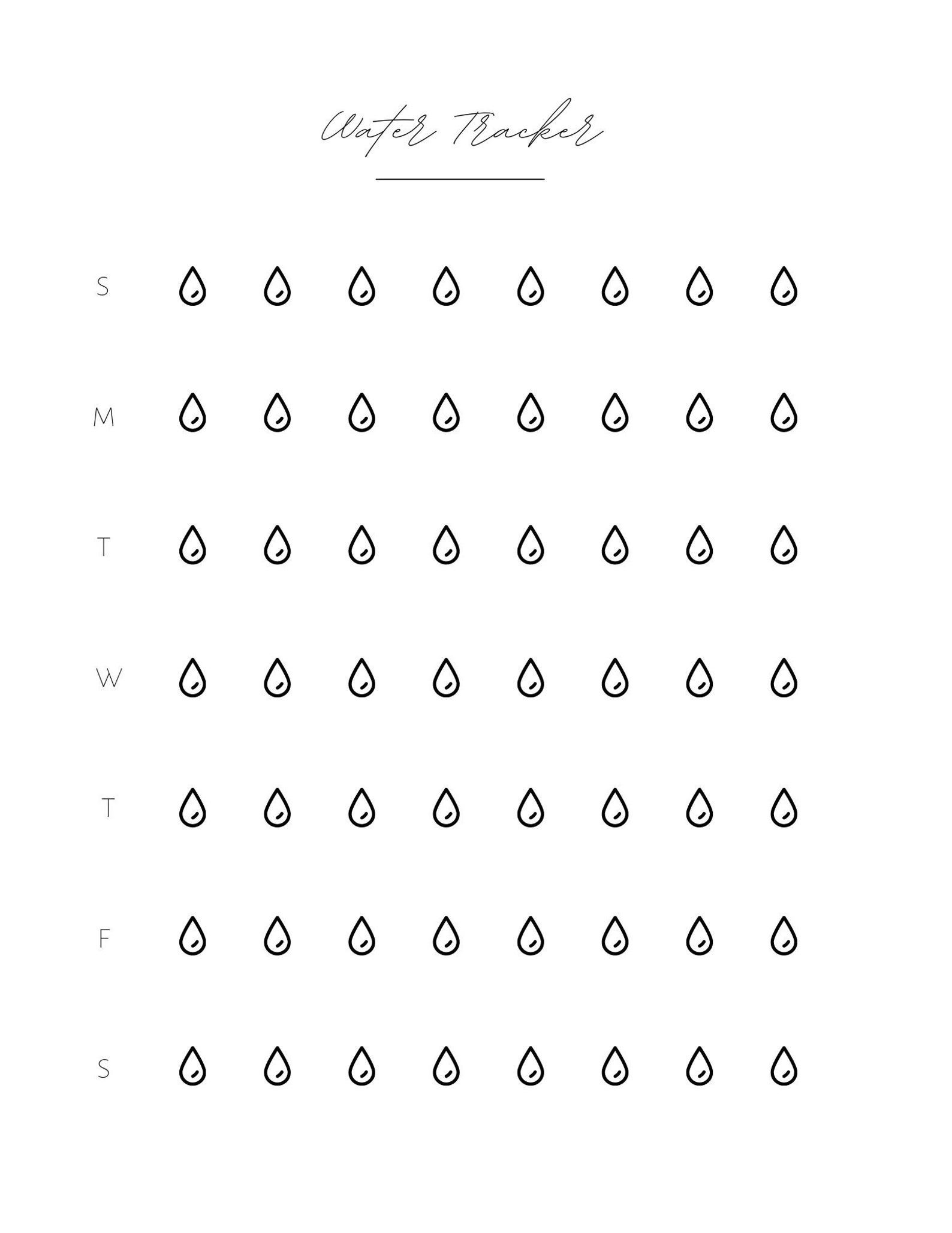 Water Tracker Printable Digital Download Minimalist | Etsy