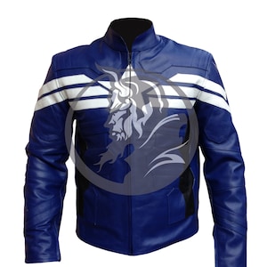 Captain America Steve Rogers Motorcycle Leather Jacket With Protection ...