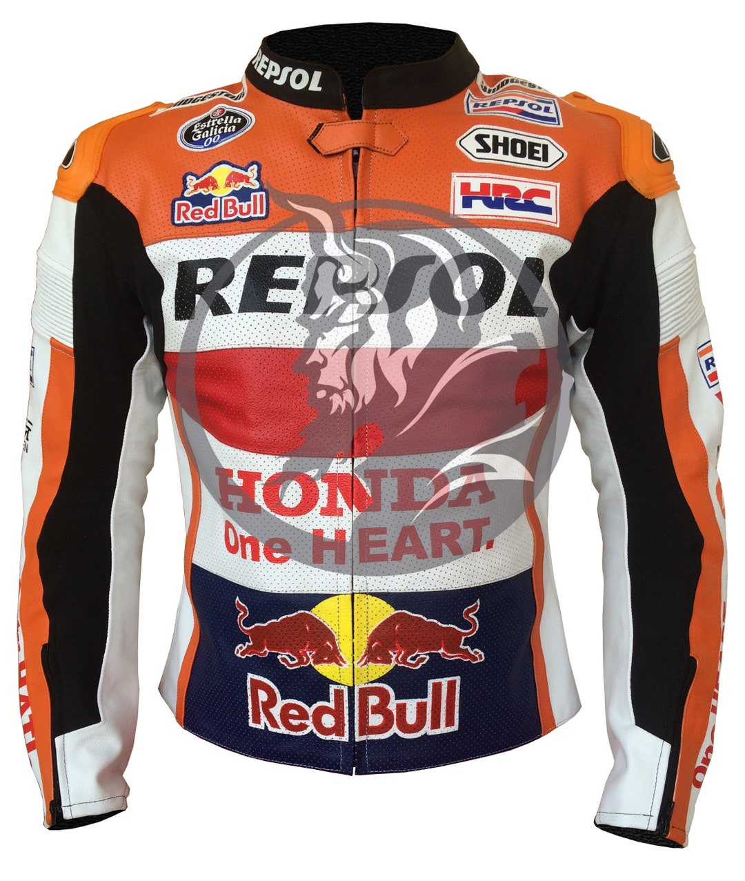 Oneheart Goldwing Leather Motorcycle Jacket | Customized Orange & Black ...