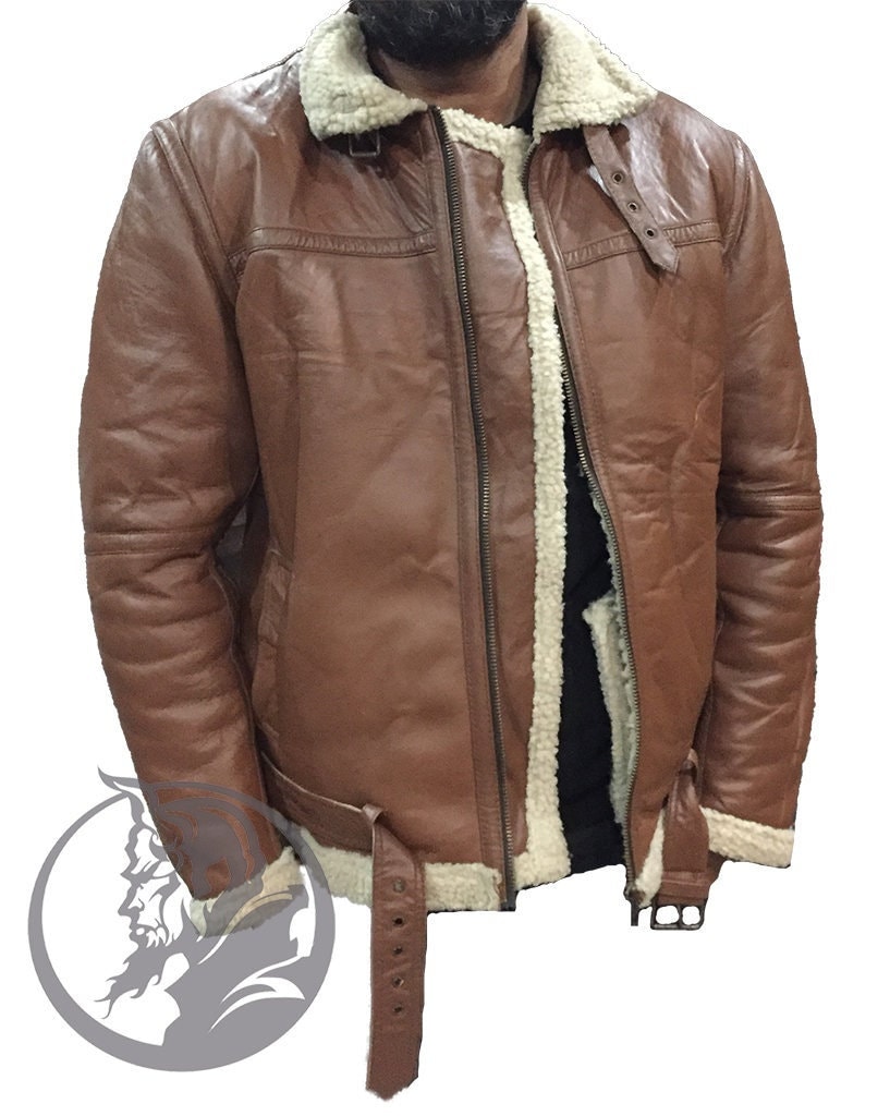 B3 Bomber Shearling Leather Jackets RAF Aviation WW2 Flight Jacket Fur ...