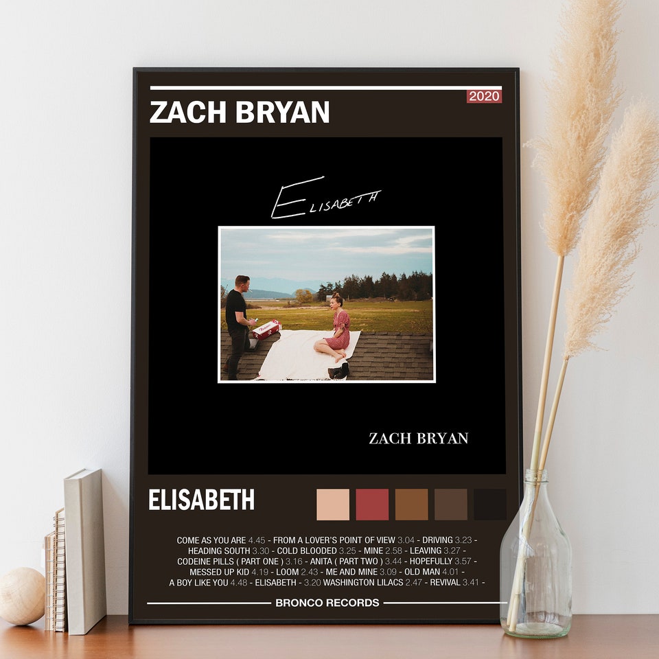 Zach Bryan - Elisabeth - Album Poster | Color Optional Designed & Sold ...
