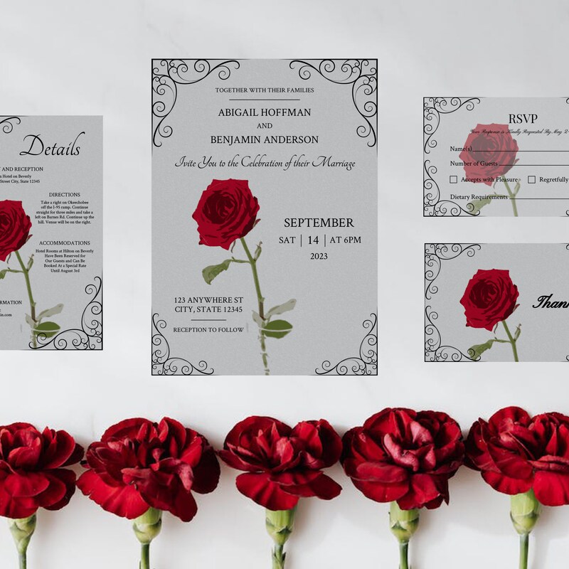 Roses Wedding Invitation - Etsy