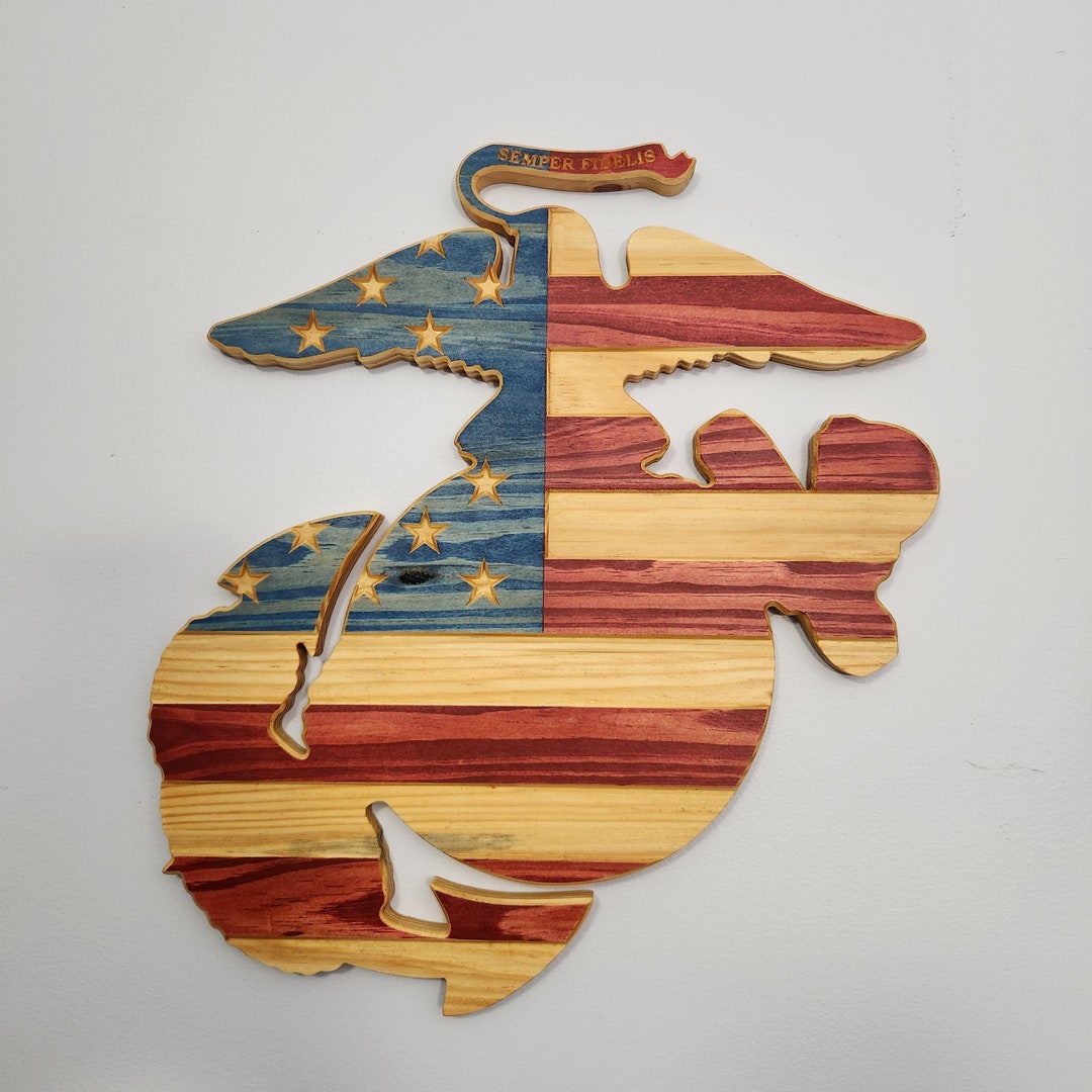 Ega-marine Corps Sign, Engraved Flag Sign, Wall Decor, Patriotic ...