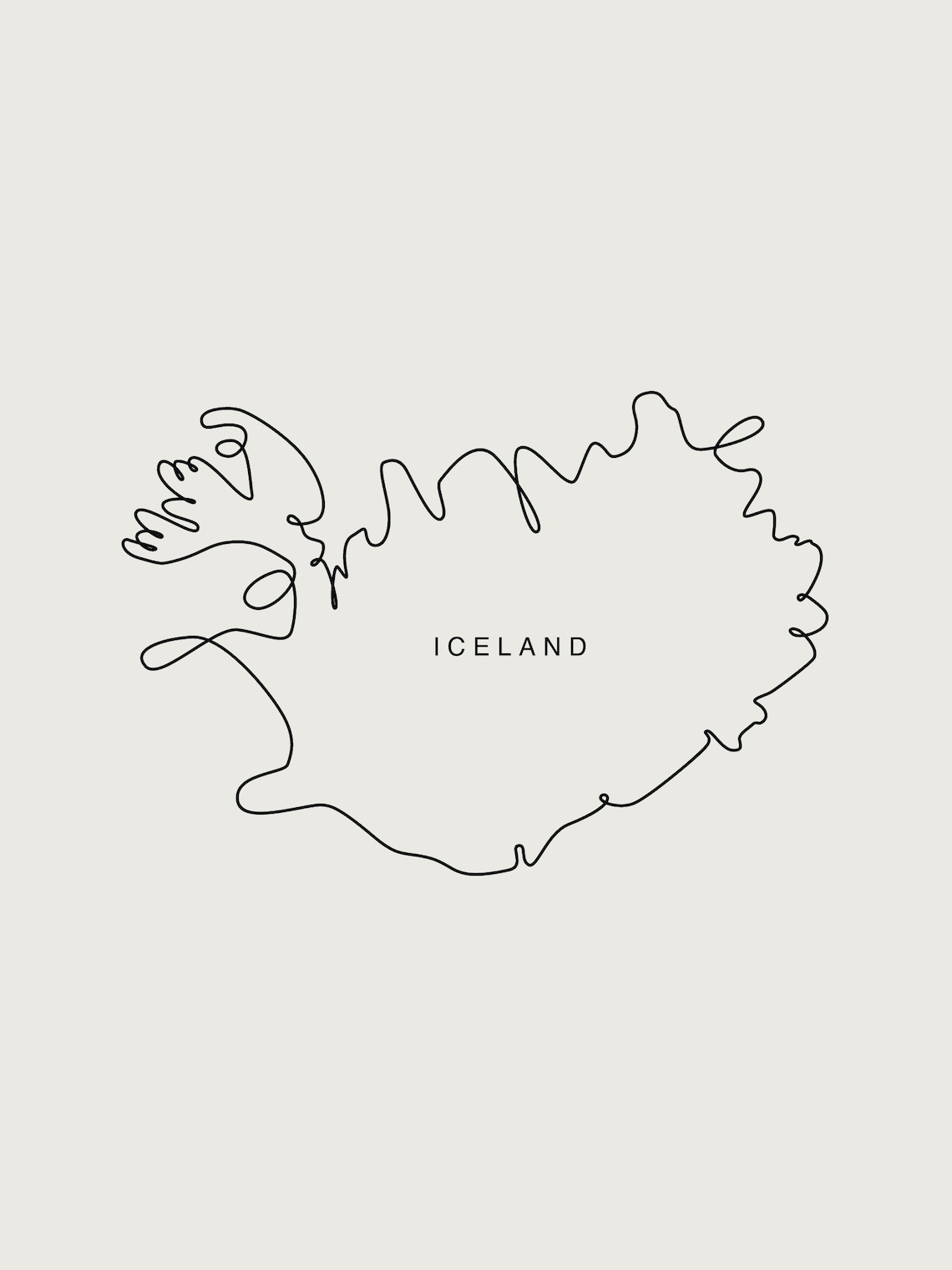 Iceland Map Outline Drawing Digital Download Printable - Etsy