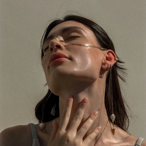 Face Chain With Pearl, Face Chain Jewelry, Gold Face Chain With Nose ...