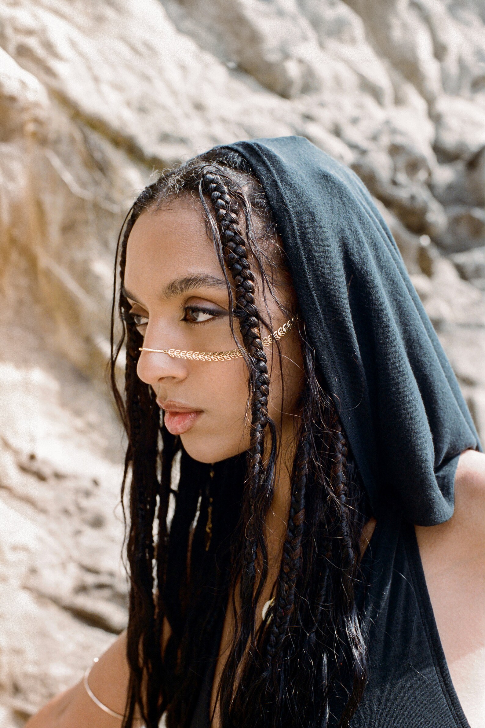 Gold Face Chain, Face Jewelry With Lava Stone, Burning Man Outfit, 24k ...