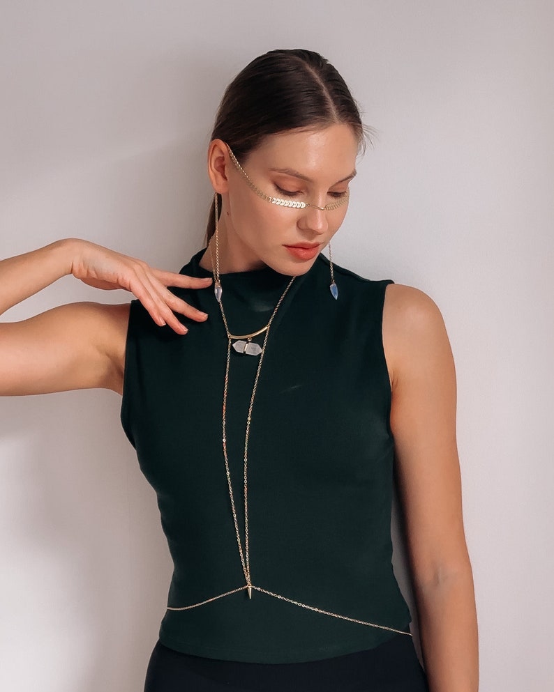 Gold Body Chain With Moonstone, Body Jewelry, Moonstone Crystal ...