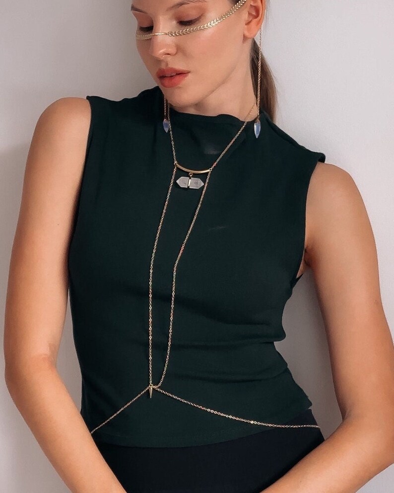 Gold Body Chain With Moonstone, Body Jewelry, Moonstone Crystal ...