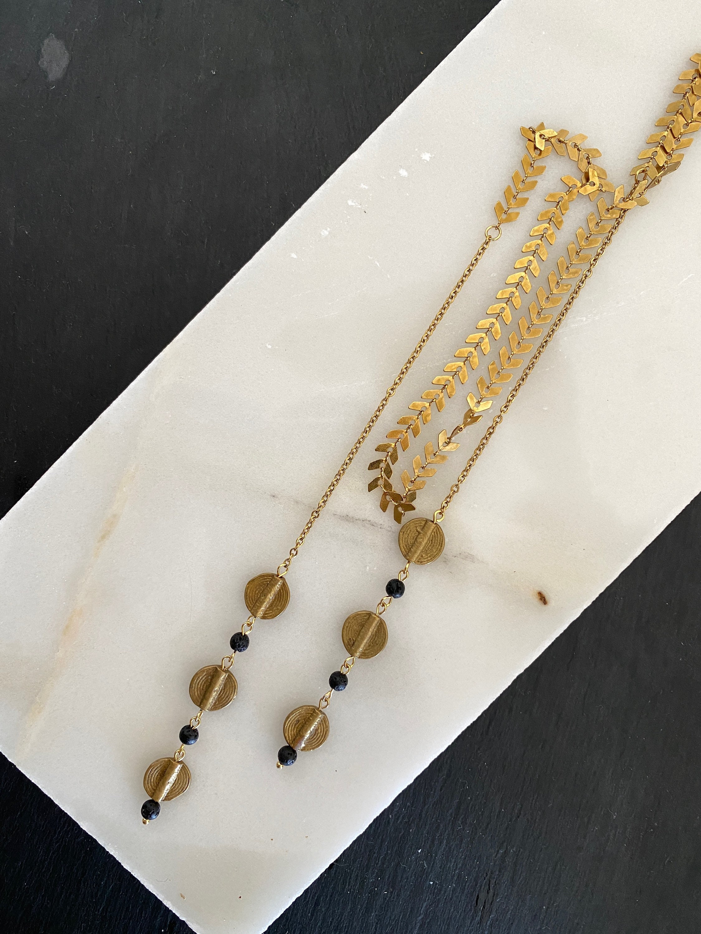 Face Chain With Lava Stone, Burning Man Jewelry, Gold Face Chain, 24k ...