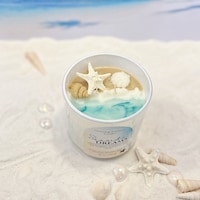 Ocean Candle With Seashells, Decorative Gel Candle, Beach Themed Home ...