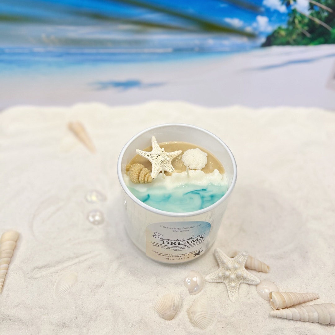 Beach Candle | Coastal Candle Centerpiece | Handmade Vegan Soy Candle ...