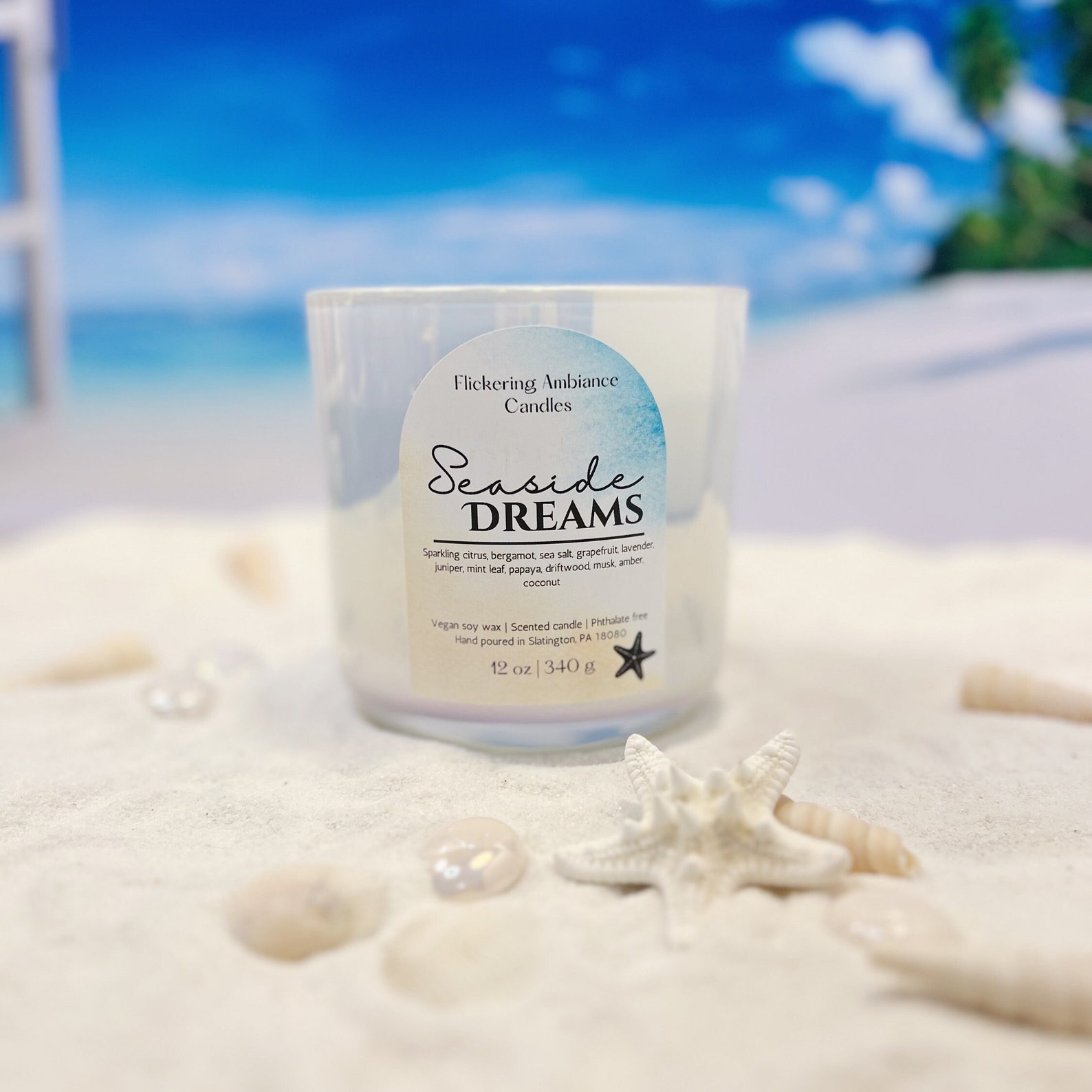 Beach Candle | Coastal Candle Centerpiece | Handmade Vegan Soy Candle ...