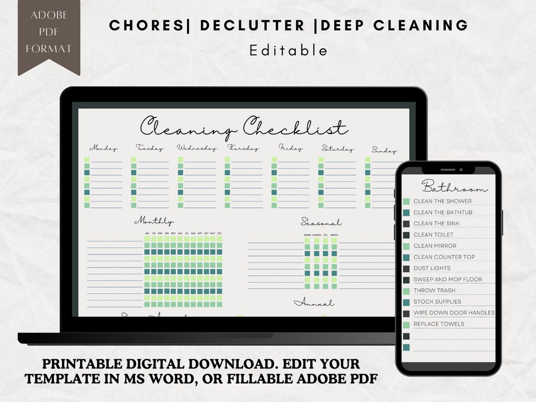 Weekly House Chores, EDITABLE Cleaning Planner, EDITABLE Cleaning ...