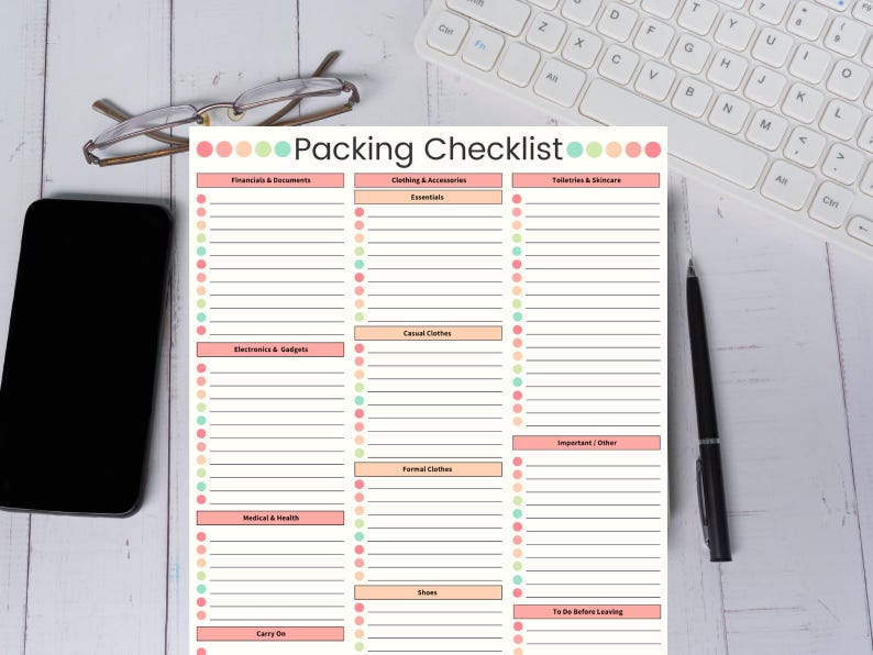 Ultimative Reise-Packliste | Druckbare Reise-Packliste | Bearbeitbare ...