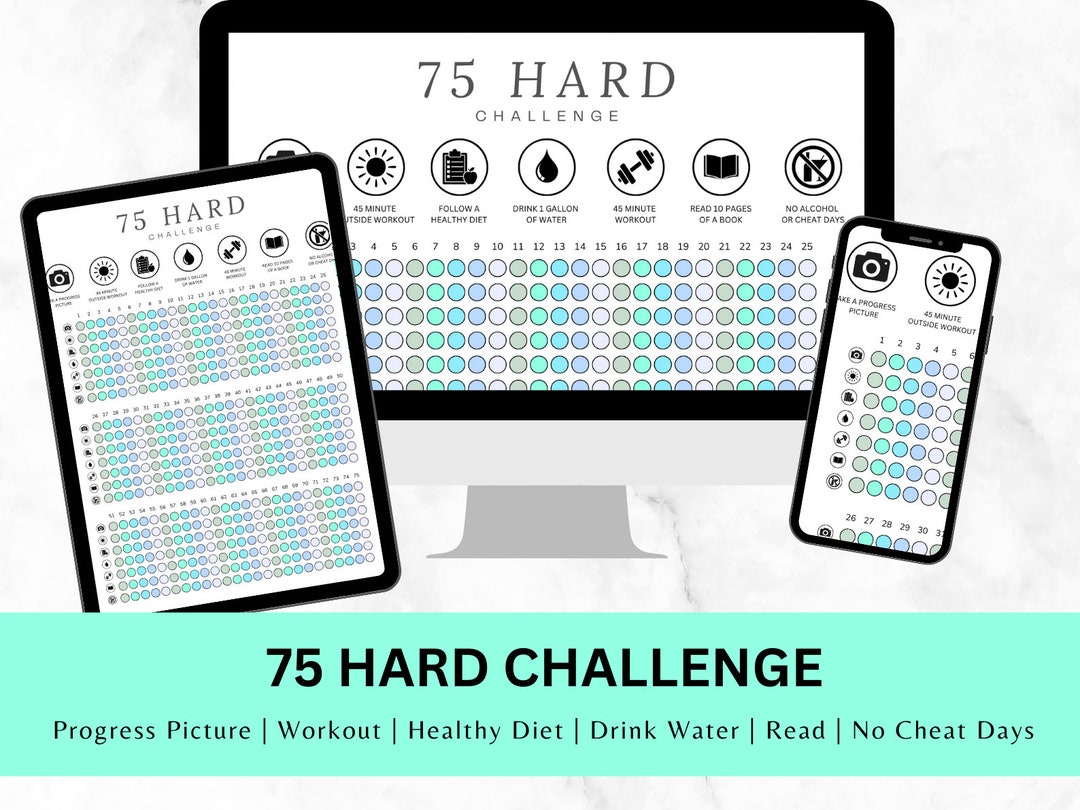 Digital 75 Hard Tracker Template US Letter Workout Challenge Lifestyle ...