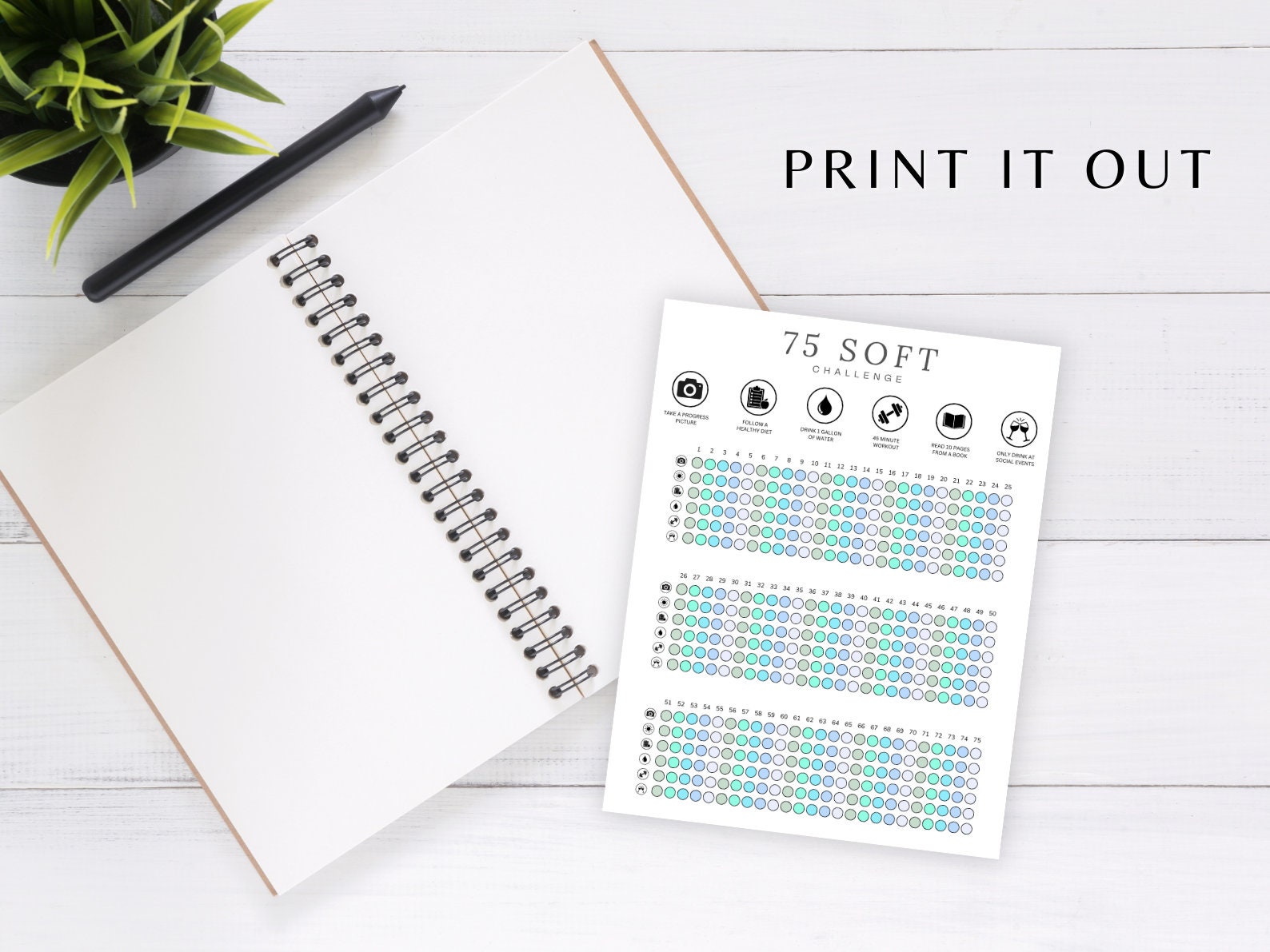 Digital 75 Soft Tracker Template | US Letter | Workout Challenge ...