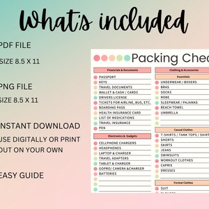 Ultimative Reise-Packliste | Druckbare Reise-Packliste | Bearbeitbare ...