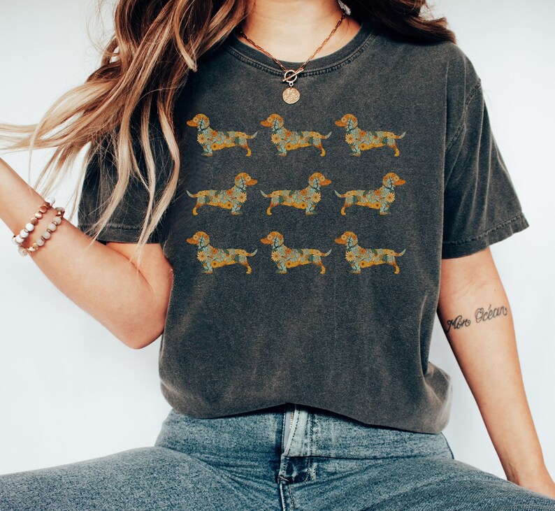 Super Cute Floral Dachshund Tee, Dachshund Wiener Dog Shirt, Comfort ...