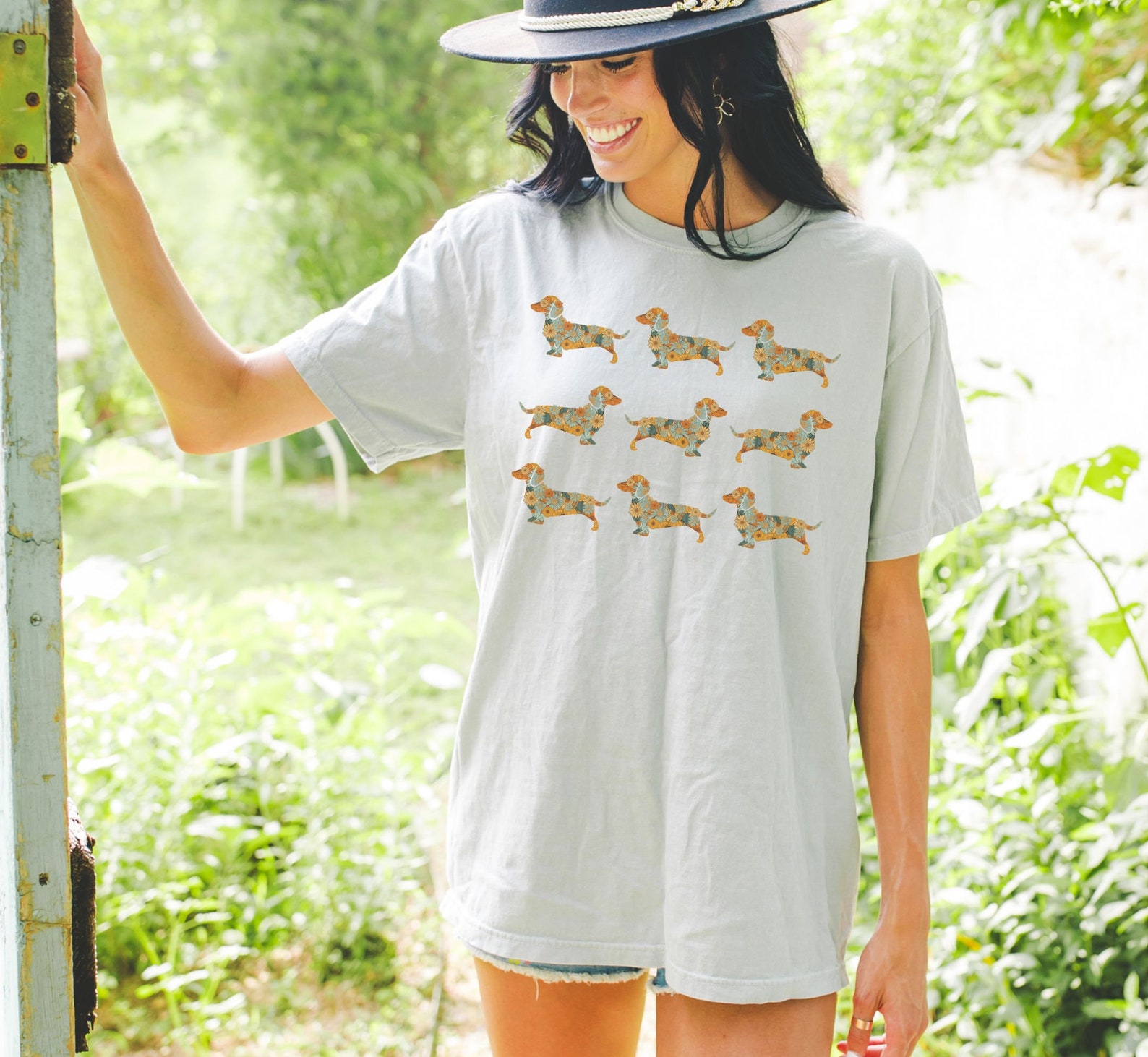 Super Cute Floral Dachshund Tee, Dachshund Wiener Dog Shirt, Comfort ...