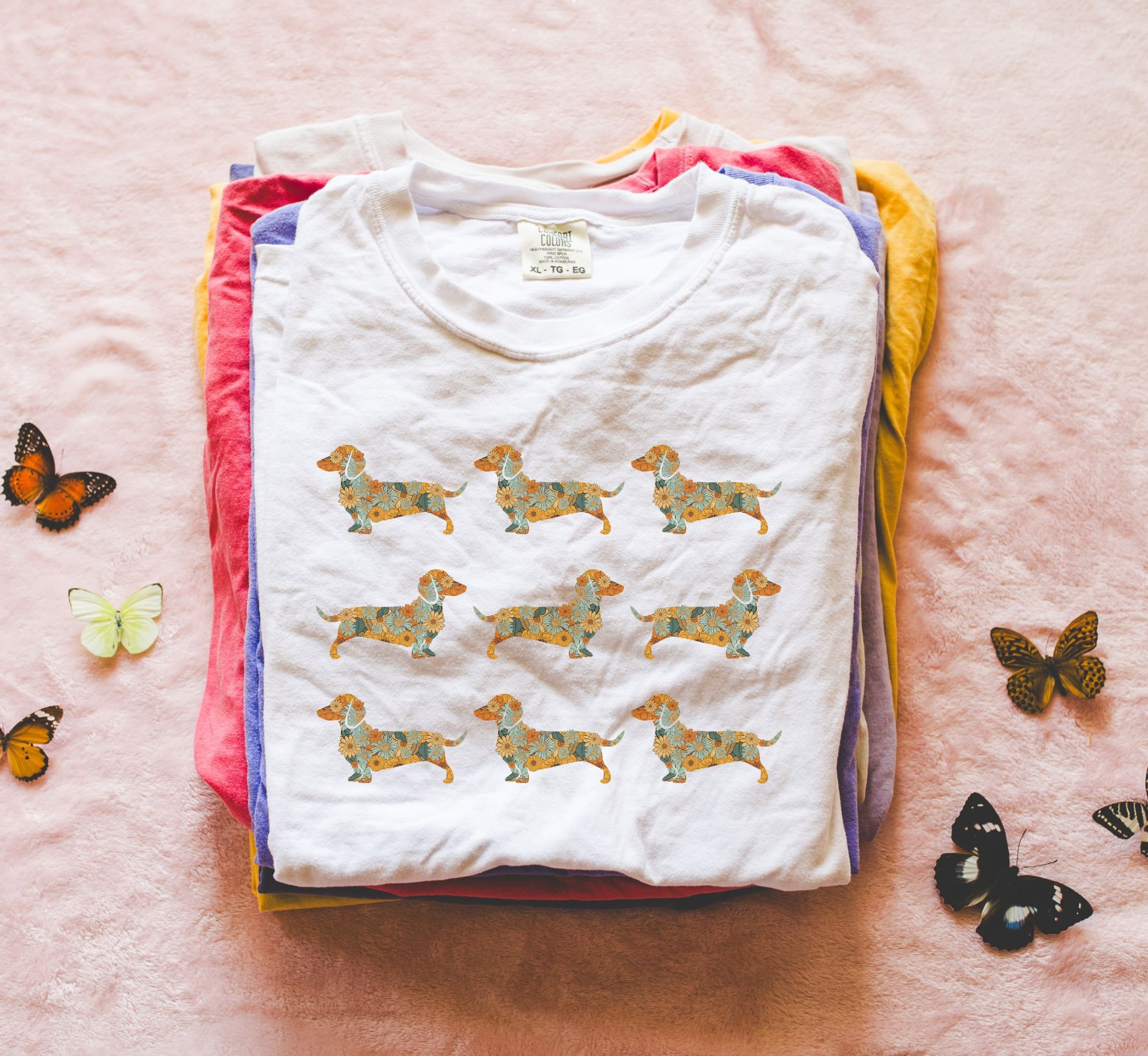 Super Cute Floral Dachshund Tee, Dachshund Wiener Dog Shirt, Comfort ...