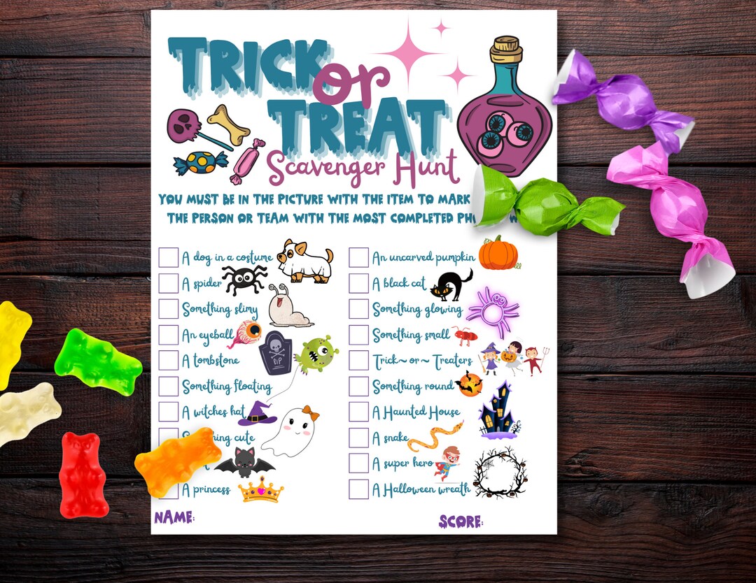 Halloween Photo Scavenger Hunt Trick-or-treat Scavenger Hunt - Etsy