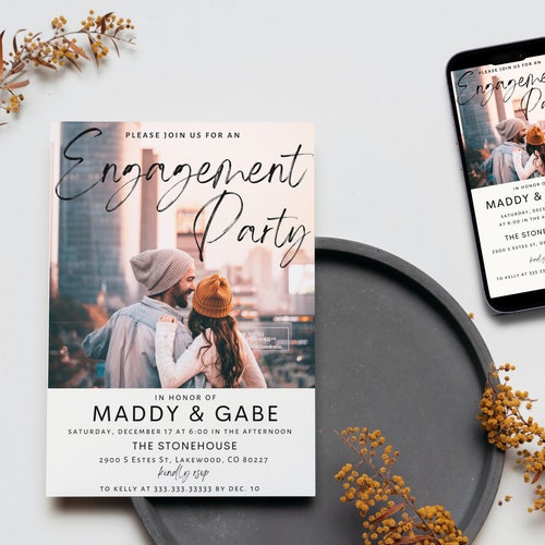 Photo Engagement Party Invite Template Picture Engagement - Etsy