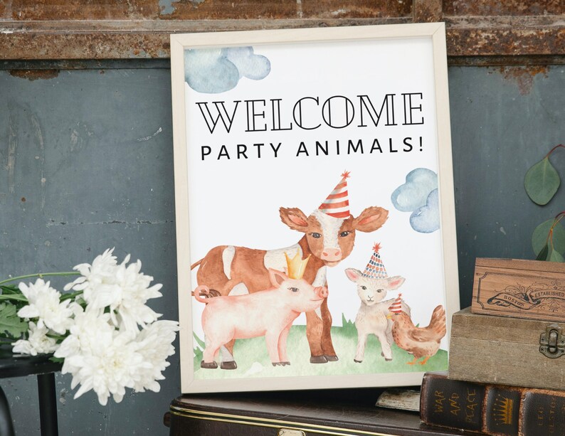 Farm Birthday Party Welcome Sign Farm Animal Welcome Sign - Etsy