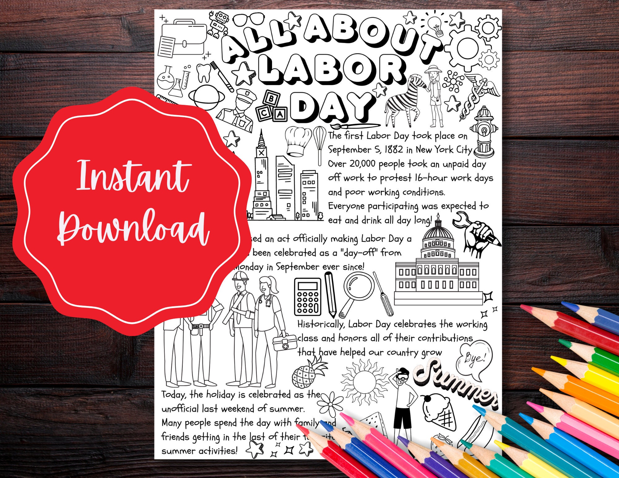 Labor Day Coloring Pages Printable