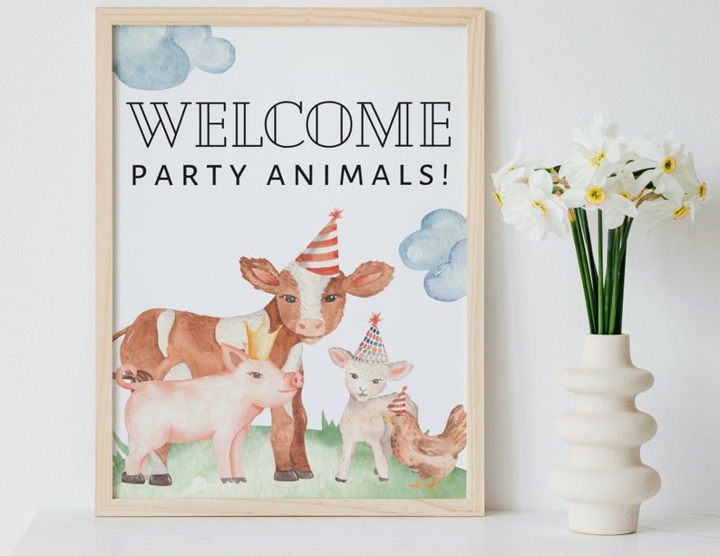 Farm Birthday Party Welcome Sign Farm Animal Welcome Sign - Etsy