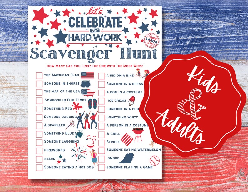 Labor Day Printable Scavenger Hunt for Adults and Kids - Etsy