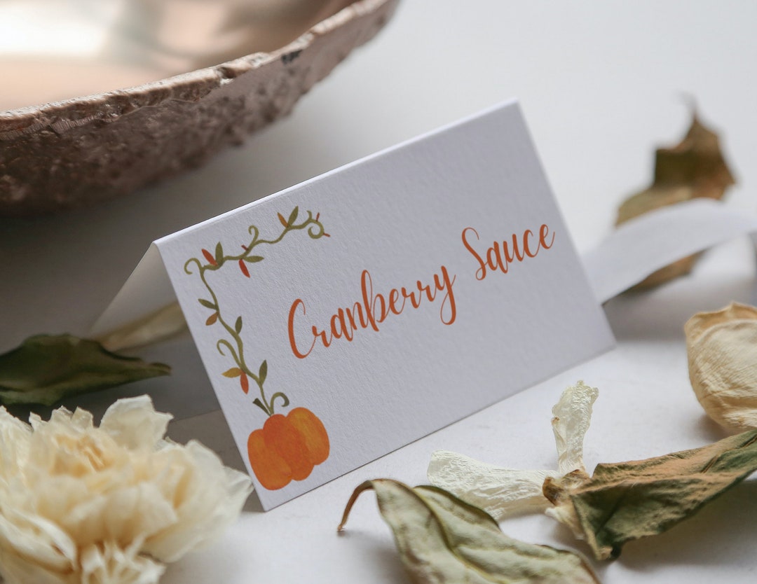 Thanksgiving Buffet Cards or Place Cards With Pumpkin - Etsy