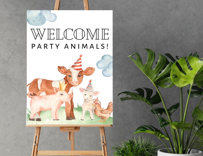 Farm Birthday Party Welcome Sign Farm Animal Welcome Sign - Etsy