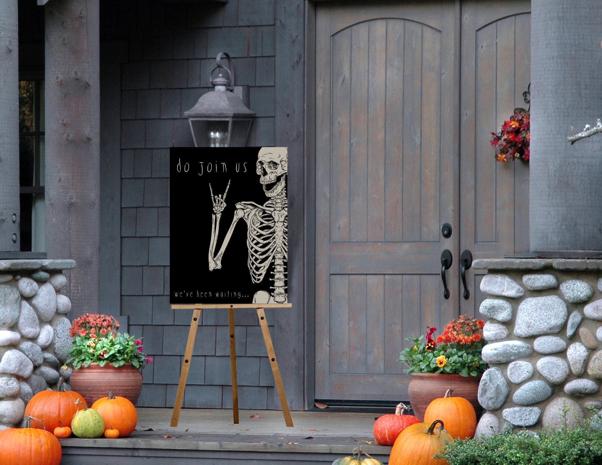 Halloween Welcome Sign Template Skeleton Party Decorations - Etsy