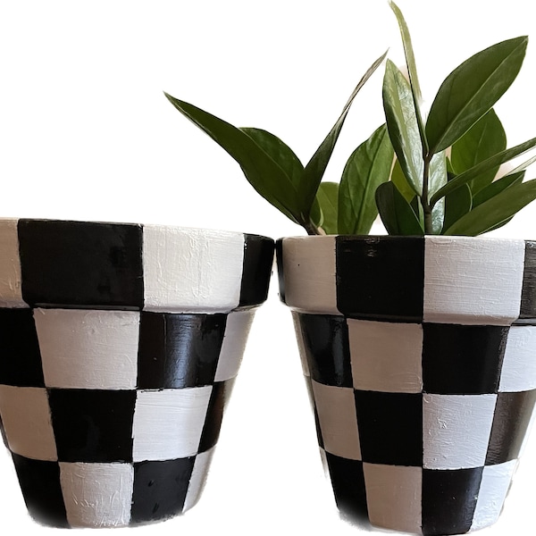 Pot Planter Plant Checkered Pots - Etsy