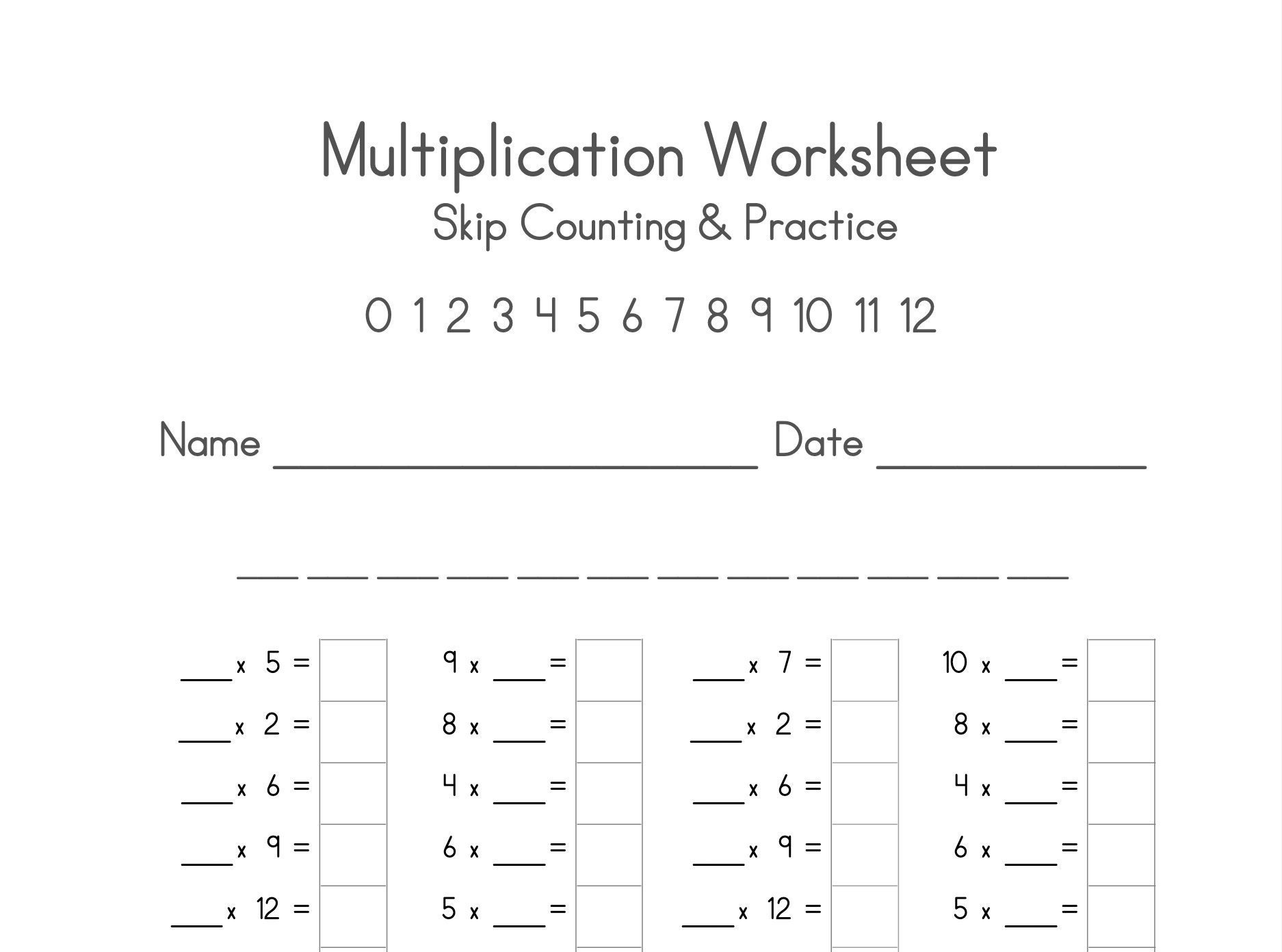 Reusable Multiplication Practice Worksheet - Etsy