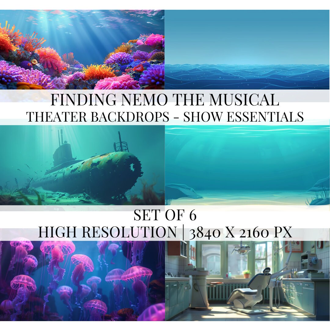 Finding Nemo Theater Backdrop Set of 6, Stage Scenery Background, Ocean ...