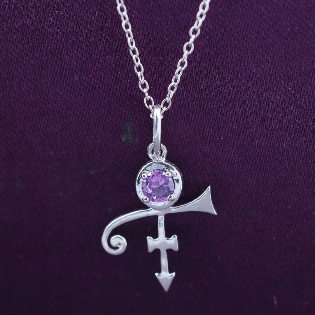 Cyan Blue Stone Prince Love Symbol Pendant Necklace | Sterling Silver ...