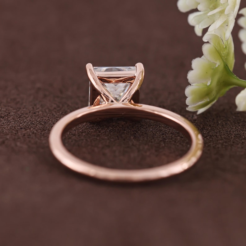 14k Gold Princess Cut Lab Diamond Engagement Ring | Dainty Solitaire ...