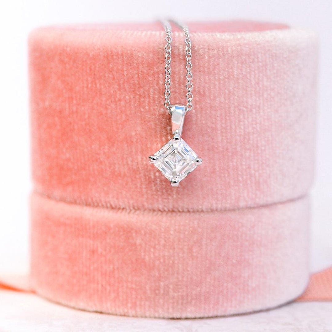 Handmade Solitaire Round Cut Diamond Pendant | Sterling Silver & 10–18k ...