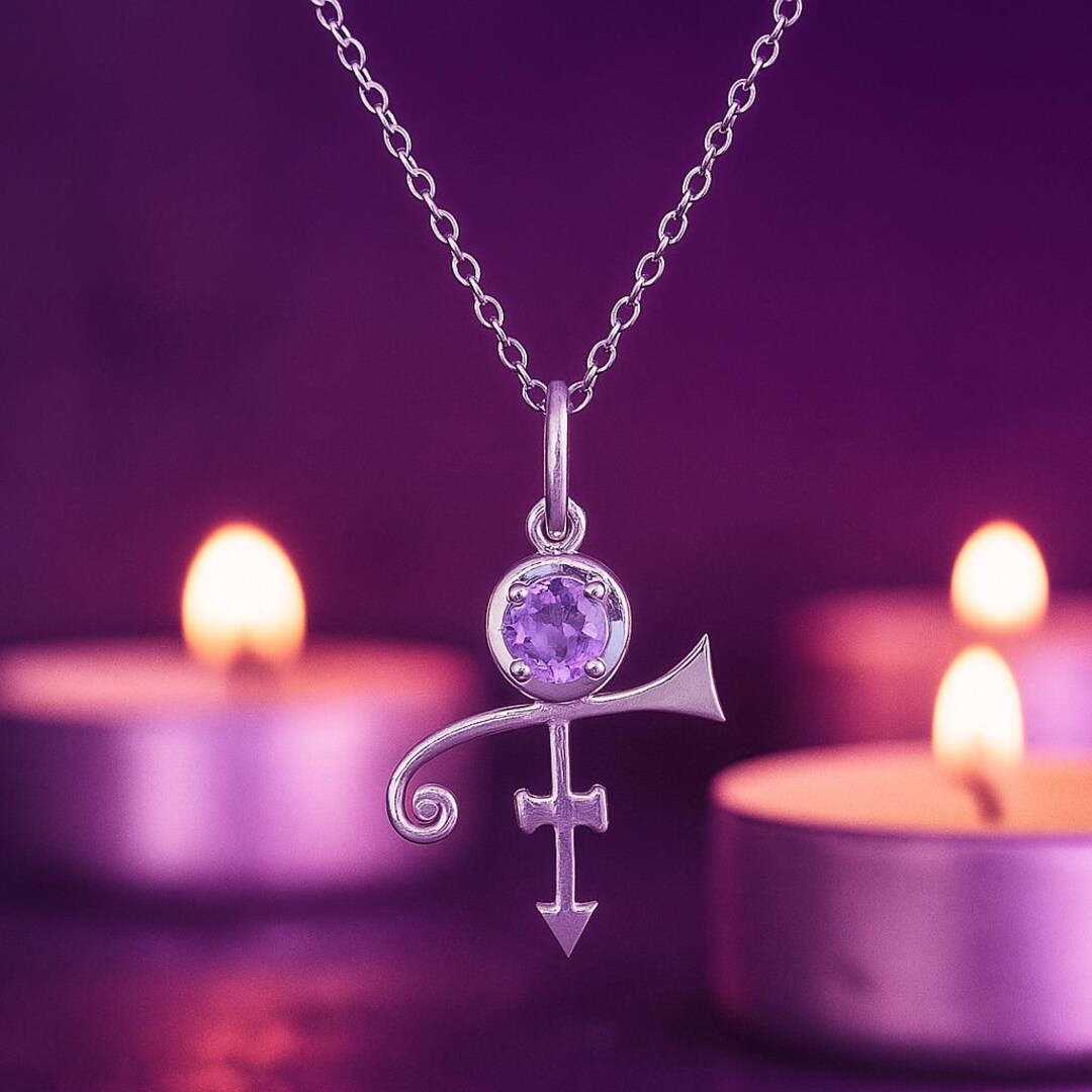 Cyan Blue Stone Prince Love Symbol Pendant Necklace | Sterling Silver ...