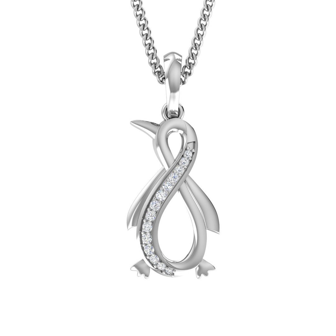 Diamond Penguin Pendant, Silver Penguin Pendant, Penguin Diamond ...