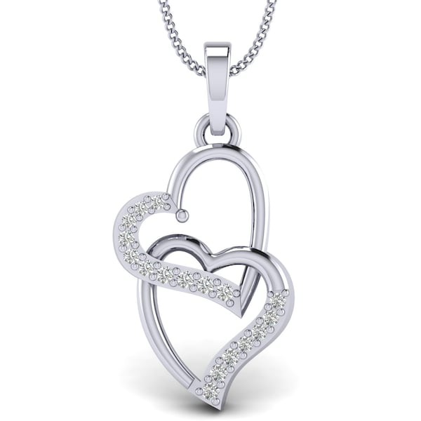 Real Diamond Double Heart Pendant - Etsy