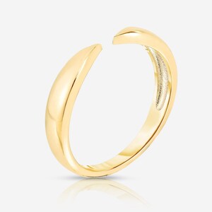 14K Gold Open Cuff Ring, Curved Band Ring, Plain Gold Wedding Band ...