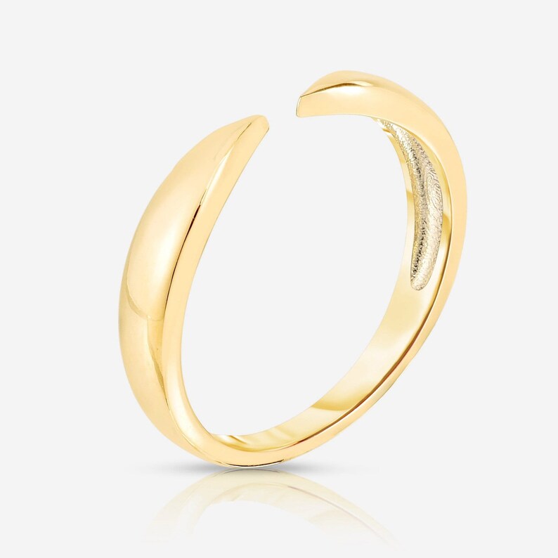 14K Gold Open Cuff Ring, Curved Band Ring, Plain Gold Wedding Band ...