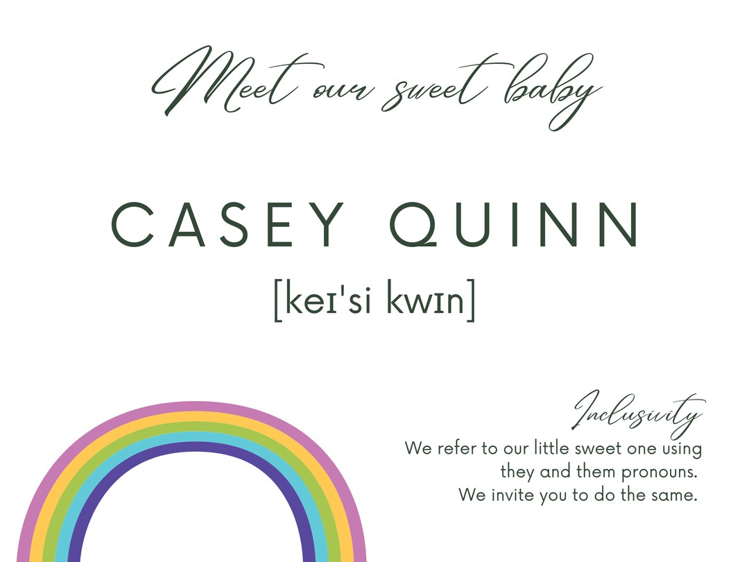 Baby Name Custom Sign, INCLUSIVE, Rainbow, Birth Announcement, Custom ...