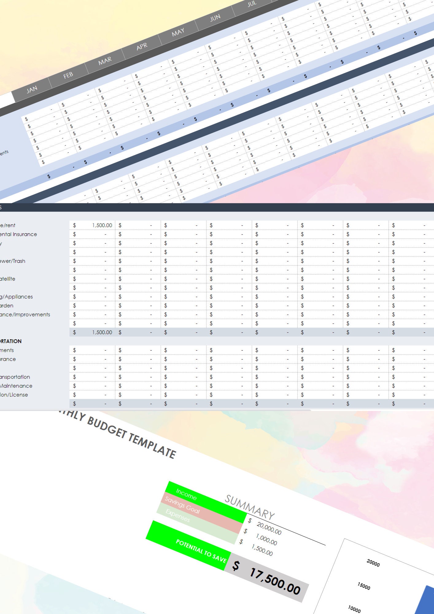 Google Sheet Monthly Budget Template Bundle, Monthly Budget Spreadsheet ...